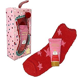 Simple Pleasures Stocking Stuffers - Ultra Plush Cozy Sock and Foot Lotion Care Package Gift Set - 2.2fl oz - Vanilla Frosting