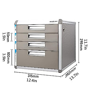 YUZDNM Desktop File Cabinet - Desktop Storage Box with Drawers, Aluminum Alloy Drawer Organizer, with Lockable Drawers Flat File Cabinet, Cosmetic Storage/Medicine Storage Box (Size : 4 Layer)