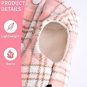 Winter Dog Dress for Small Dogs Girl, Pink Plaid Dog Dresses Winter Warm Fleece Lining Female Small Dog Clothes, Pet Outfits Coat, Cat Apparel for Holiday,Christmas,Small,Yikeyo