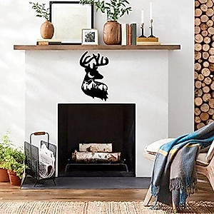 SwallowLiving 15 x 11 inch Black Metal Forest Deer Wall Decor Hill Cabin Lodge Wildlife Deer Silhouette Natural Themed Art