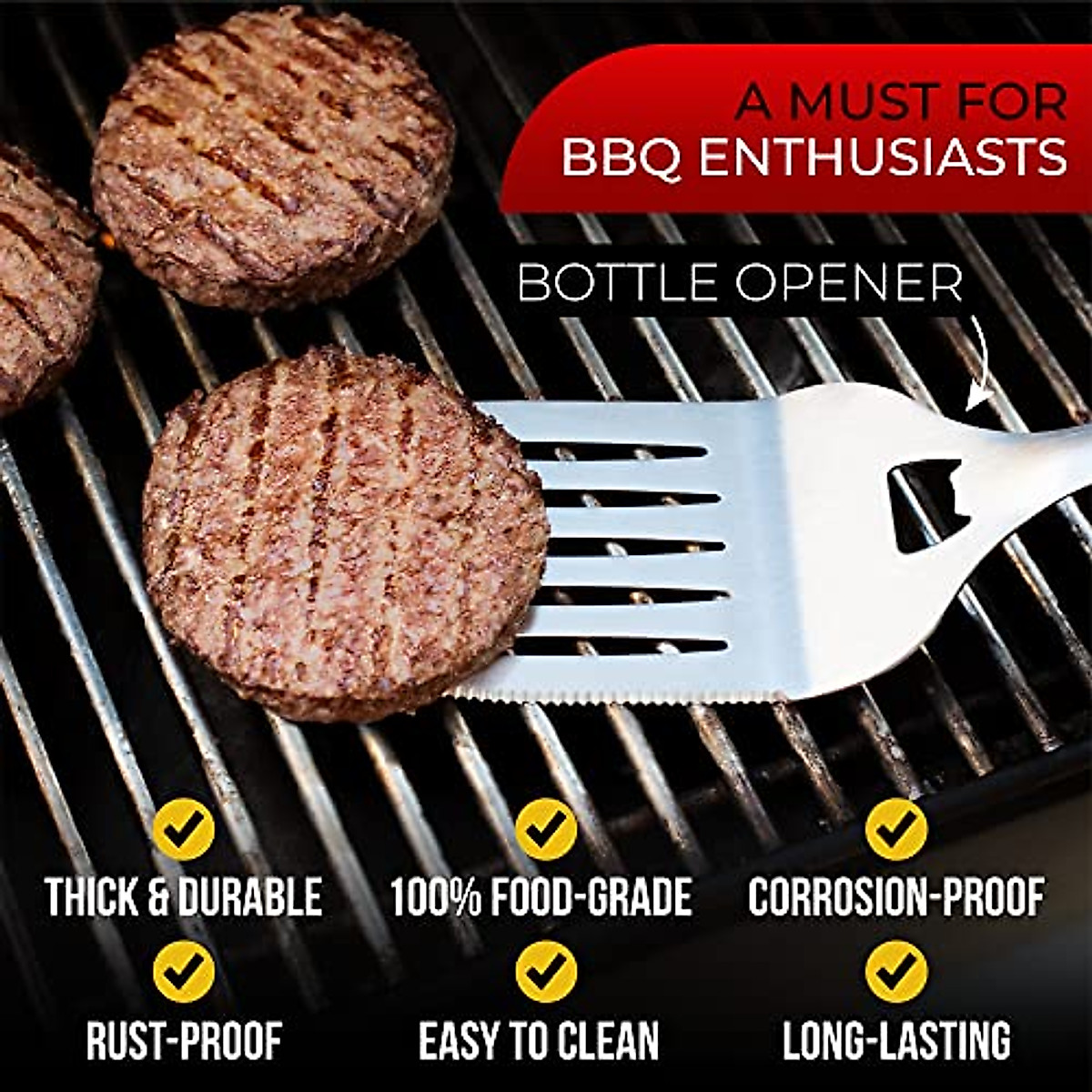 Legends Market BBQ Grill Tools Set - 4-Pcs BBQ Accessories with Grill Tongs, Spatula, Forks, Brush - Heavy Duty Stainless Steel Grill Accessories - Men Gifts Outdoor Grill Sets