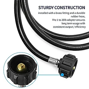 DUZFOREI Propane Adapter Hose Connects 1lb Portable Appliances to 20lb Compatible with Weber Q1200 Q1000 Gas Grill Propane Stove (6 FT)