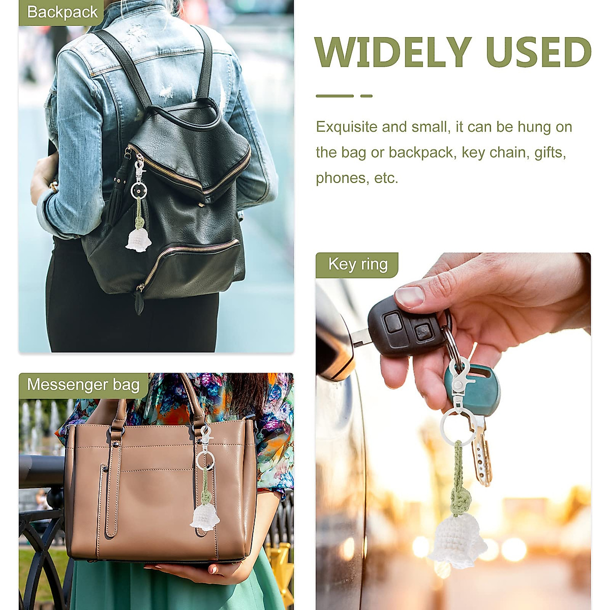 Hand Knitted Pendant Flower Woven Key Chain Flower Knitted Key Chain Bag Pack Decor Daily Dress