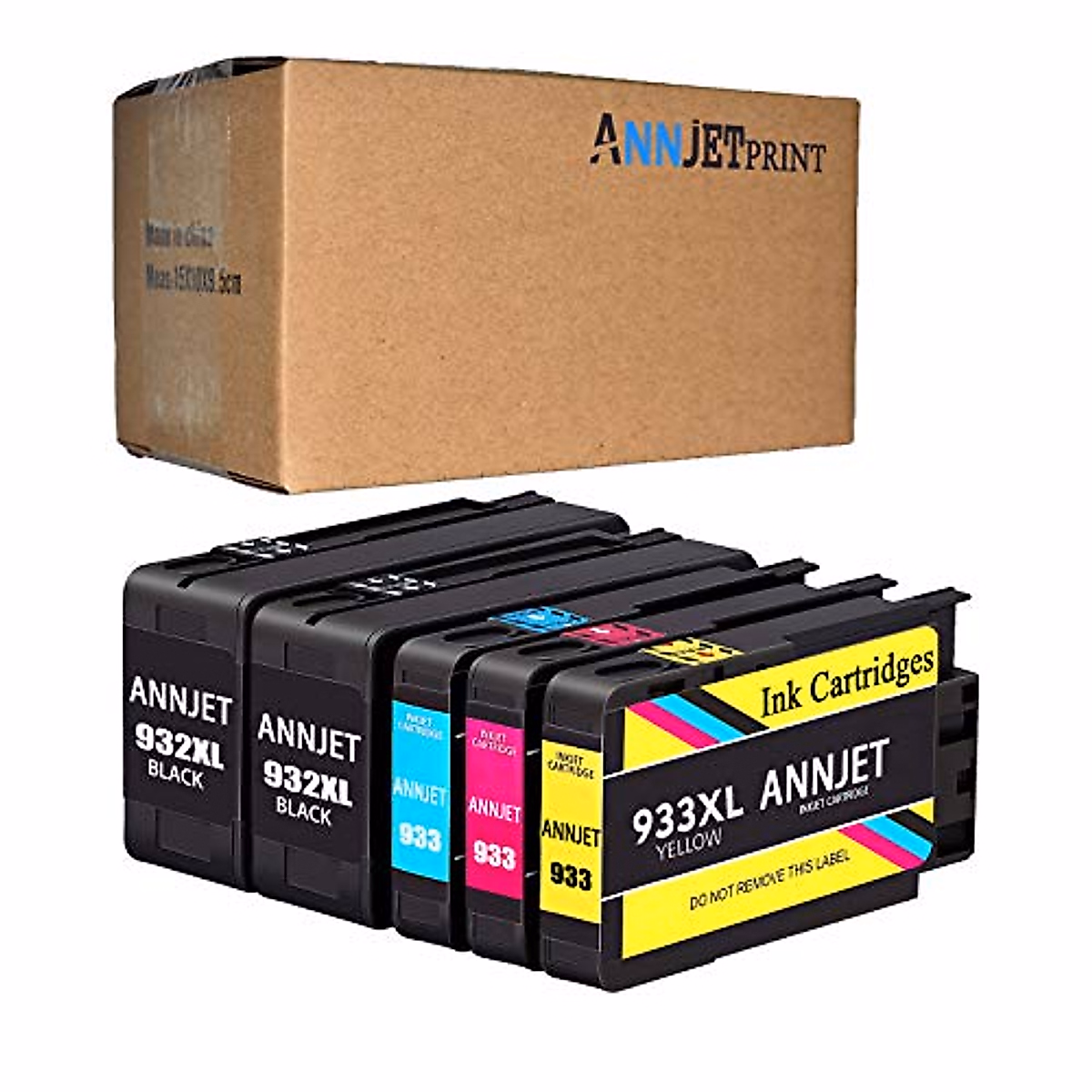5 Pack Compatible Ink Cartridge Replacement for HP 932XL 933XL Combo, Work with HP Officejet 6700 6600 6100 7612 7610 7110 (2 Black, 1 Cyan, 1 Magenta, 1 Yellow), 5-Pack