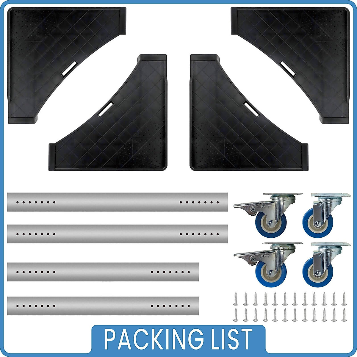 Mini Fridge Stand Furniture Dolly Adjustable Refrigerator Roller Stand. Appliance Dolly Cart with 2 Locking Swivel Wheels. Black Small Washing Machine Dryer Stand.