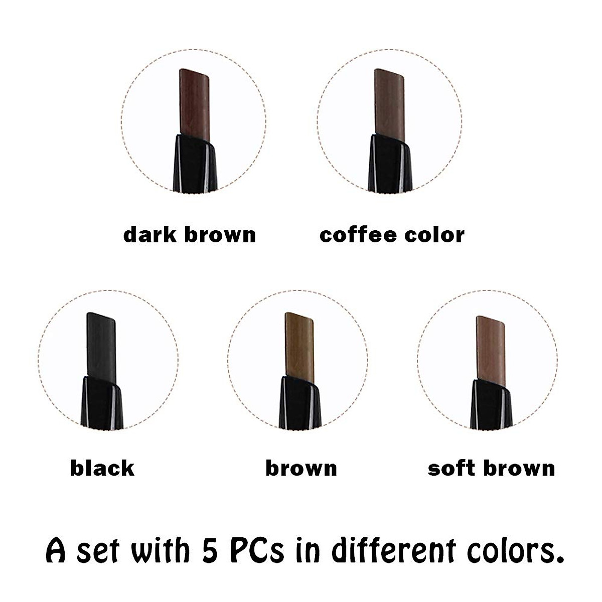 Eyebrow Pencil Set - 5 Colors Dual ended Definition Eye Brow Crayon Liner Pencils with Integrated Brush Eyes Makeup for Women