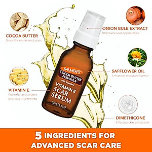 Palmer's Cocoa Butter Formula Scar Serum, Skin Brightening Oil for Face & Body, Concentrated Serum with Vitamin E, Fragrance Free, 1 Fl Oz