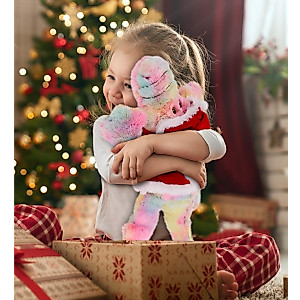 DolliBu Santa Rainbow Large Alligator Stuffed Animal Plush Toy - Wild Animal Dress Up with Red Santa Claus Outfit, Wildlife Gift, Perfect Holiday with Name Personalization - 17 Inches