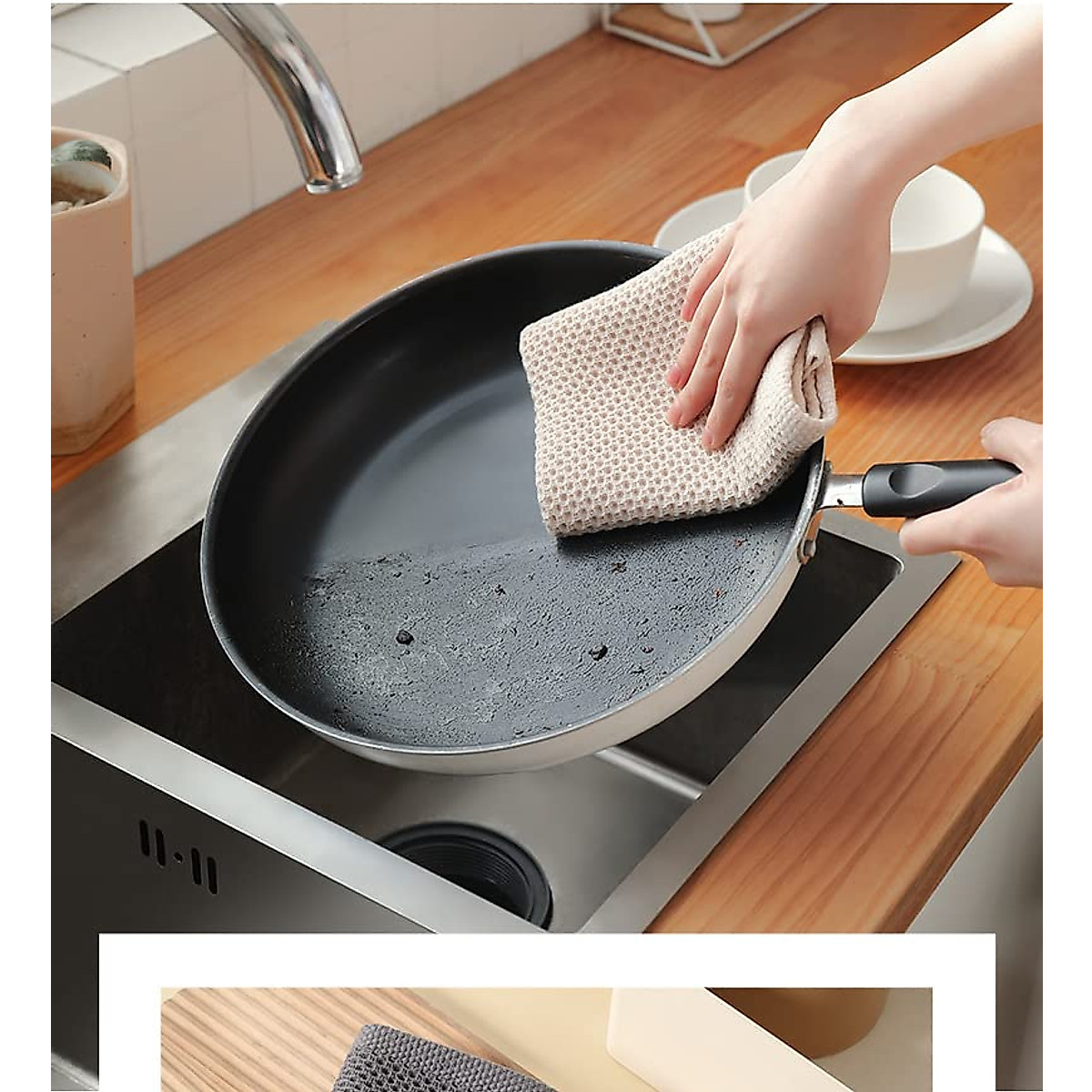 12 Pieces Kitchen Towel Cotton Honeycomb Rag Super Absorbent Dishcloth for Household Kitchen Cleaning Cloth Tools