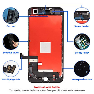for iPhone 7 Plus Screen Replacement 5.5 Inch Black, Diykitpl 3D Touch LCD Screen Digitizer Replacement for A1661,A1784,A1785, with Repair Tools Kit+Waterproof Frame Adhesive+Screen Protector