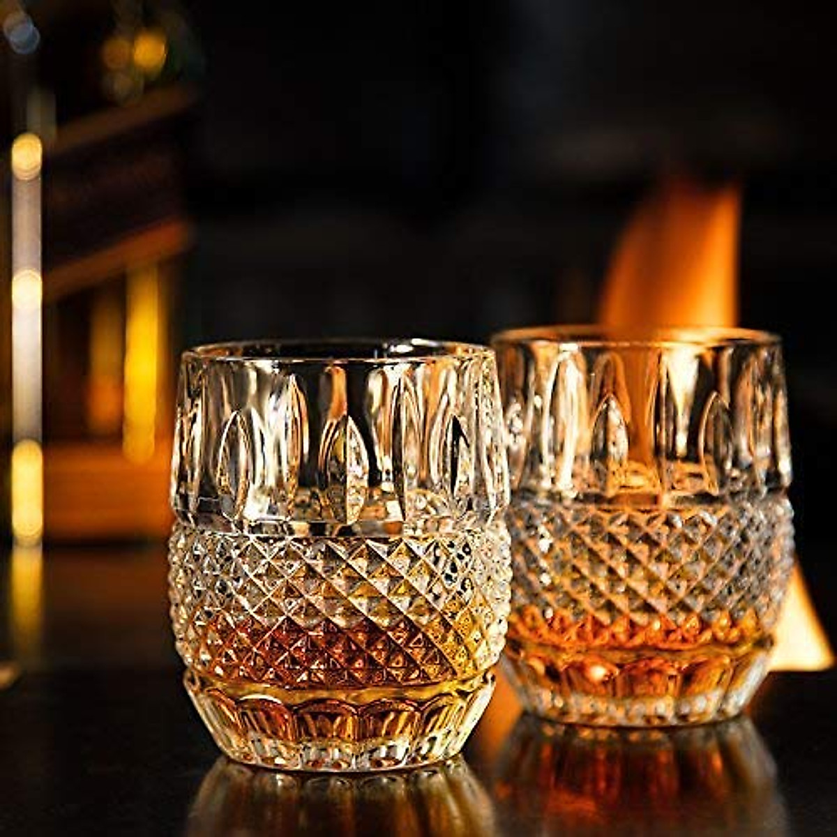 Unique Whiskey Glasses Set of 2, 10oz Ultra Clarity Crystal Glass Rocks Tumblers, Liquor, Bourbon or Scotch, Old Fashioned Rocks Glass Tumbler for Scotch, Cocktail, Liquor