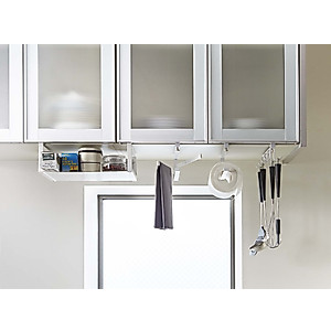 Yamazaki 2441 Home Under Shelf Utensil Storage-Plate Cabinet Rack Organizer, White