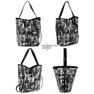 Michelle Obama Magazine Cover Collage Shoulder Bag Wallet Set 2pcs Set (Black/White)