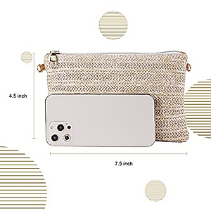 Ynport Women Straw Clutch Purse Bags Summer Straw Crossbody Bags Handmade Women Beach Envelope Shoulder Wallet