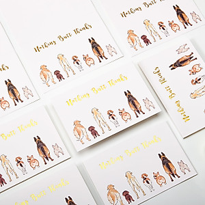 Crisky 50 Count Dog Thank You Cards Nothing Butt Thanks Gold Foil Funny Thank You Cards with Envelopes & Stickers For Friends, Women Men, Teachers, Colleagues, Dog Lovers