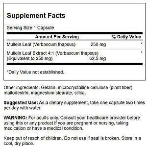 Swanson Mullein Leaf Extract - Standardized 250mg 60 Capsules (2 Pack)