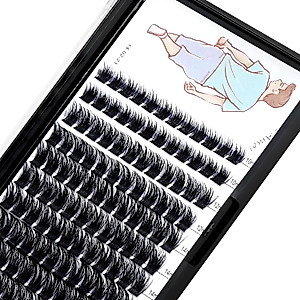 Dedila 120 Clusters Mixed 8-10-12-14mm/10-12-14-16mm Individual False Eyelashes Dramatic Look Wide Stem Natual Long Volume Eye Lashes Extensions Beauty Tools (Mixed 10-12-14-16mm)