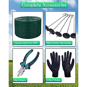 FUTRPOW Solar Panel Bird Guard,6inx120ft Critter Guard with 100pcs Fastener Clips,PVC Coated Galvanized Critter Guard for Solar Panels,Solar Panel Mesh with Plier,Gloves for Bird Proofing