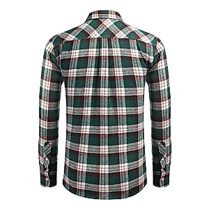 Tinkwell Mens Cotton Button Down Shirts Long Sleeve Plaid Dress Shirts Regular Fit M Green White
