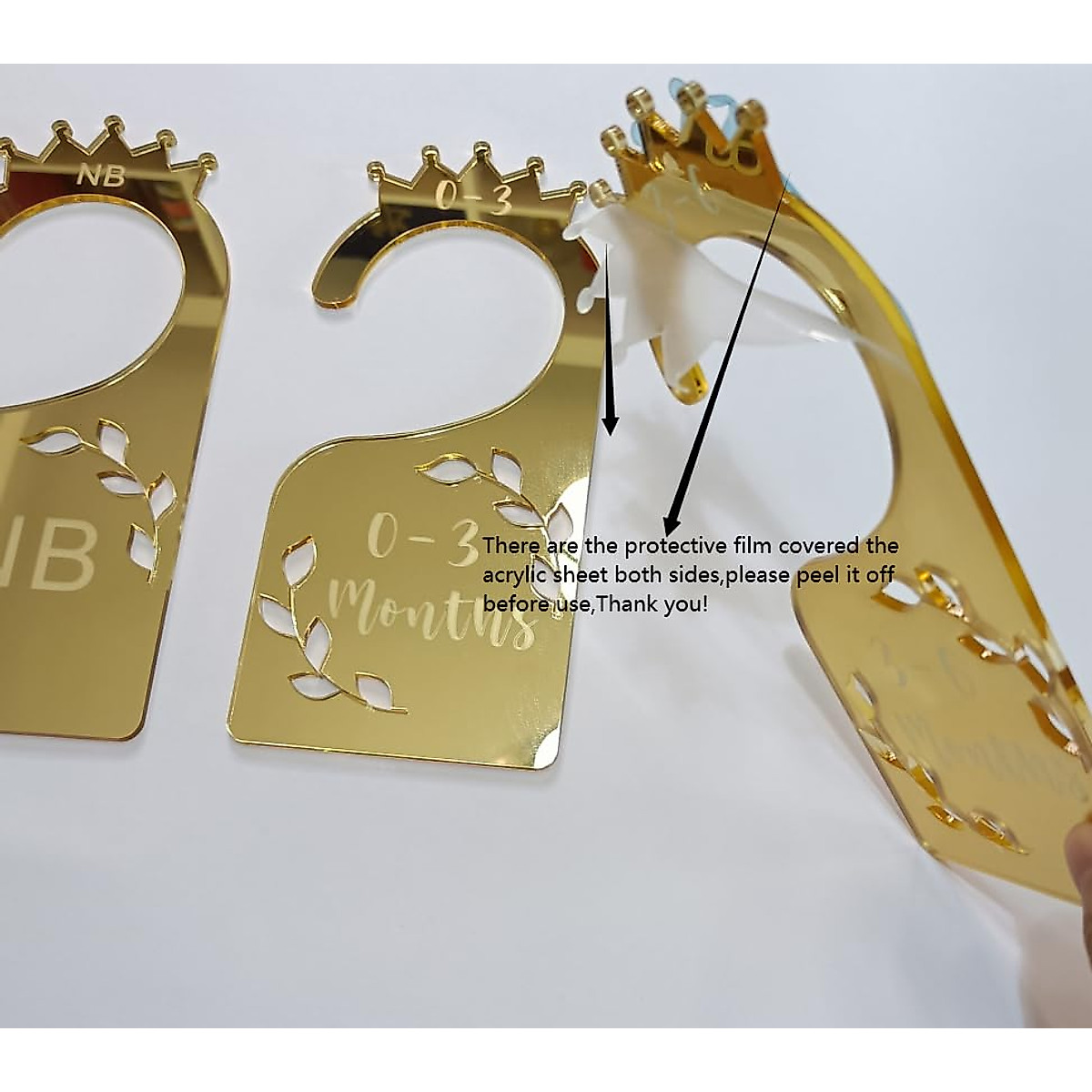 Baby Closet Dividers,Set of 7 Acrylic Mirror Baby Clothes Organizers for Wardrobe Closet Home Nursery from Newborn to 24 Months (Gold Mirror, Model 1)