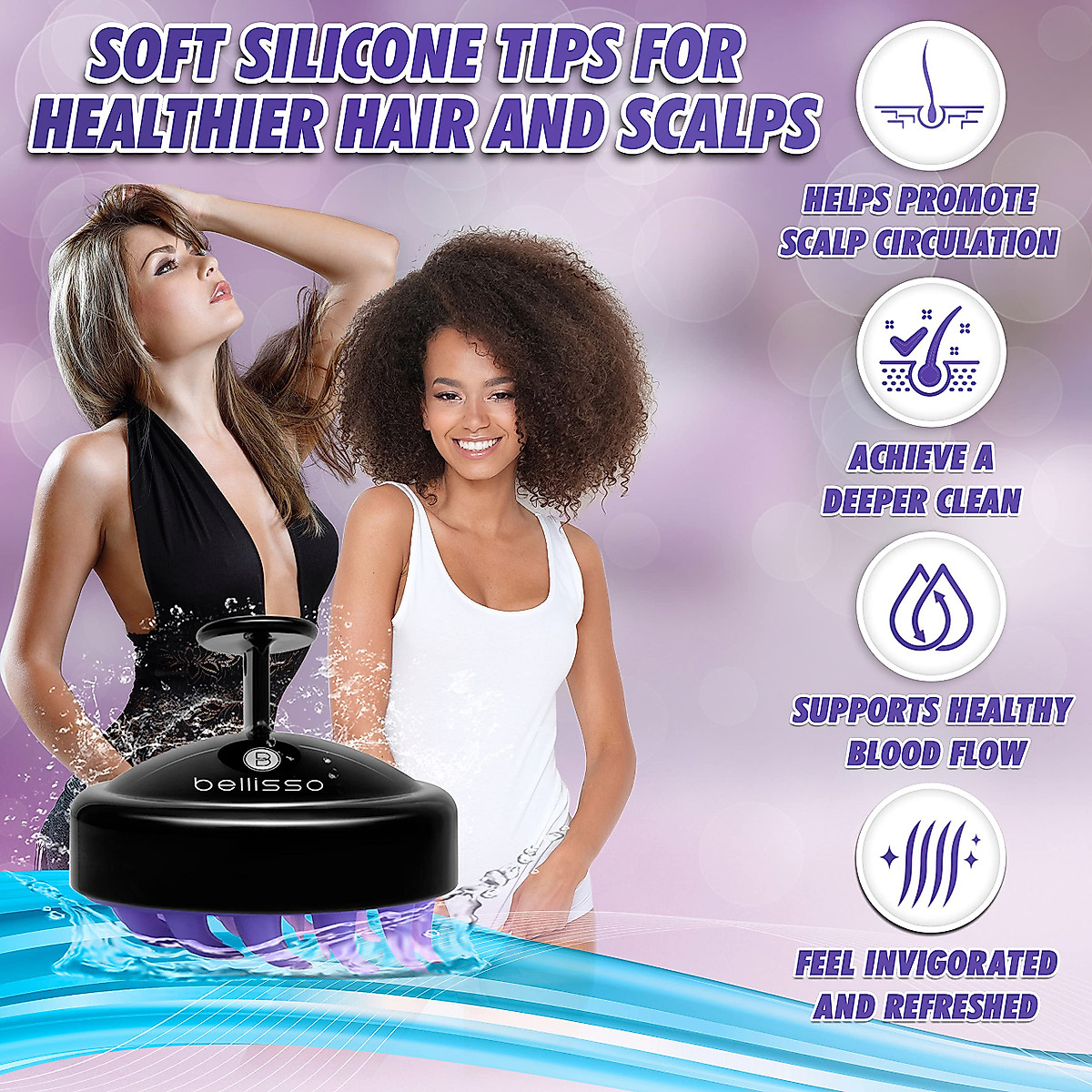 BELLISSO Scalp Massager and Wet Shampoo Brush and Biotin Shampoo and Conditioner Set