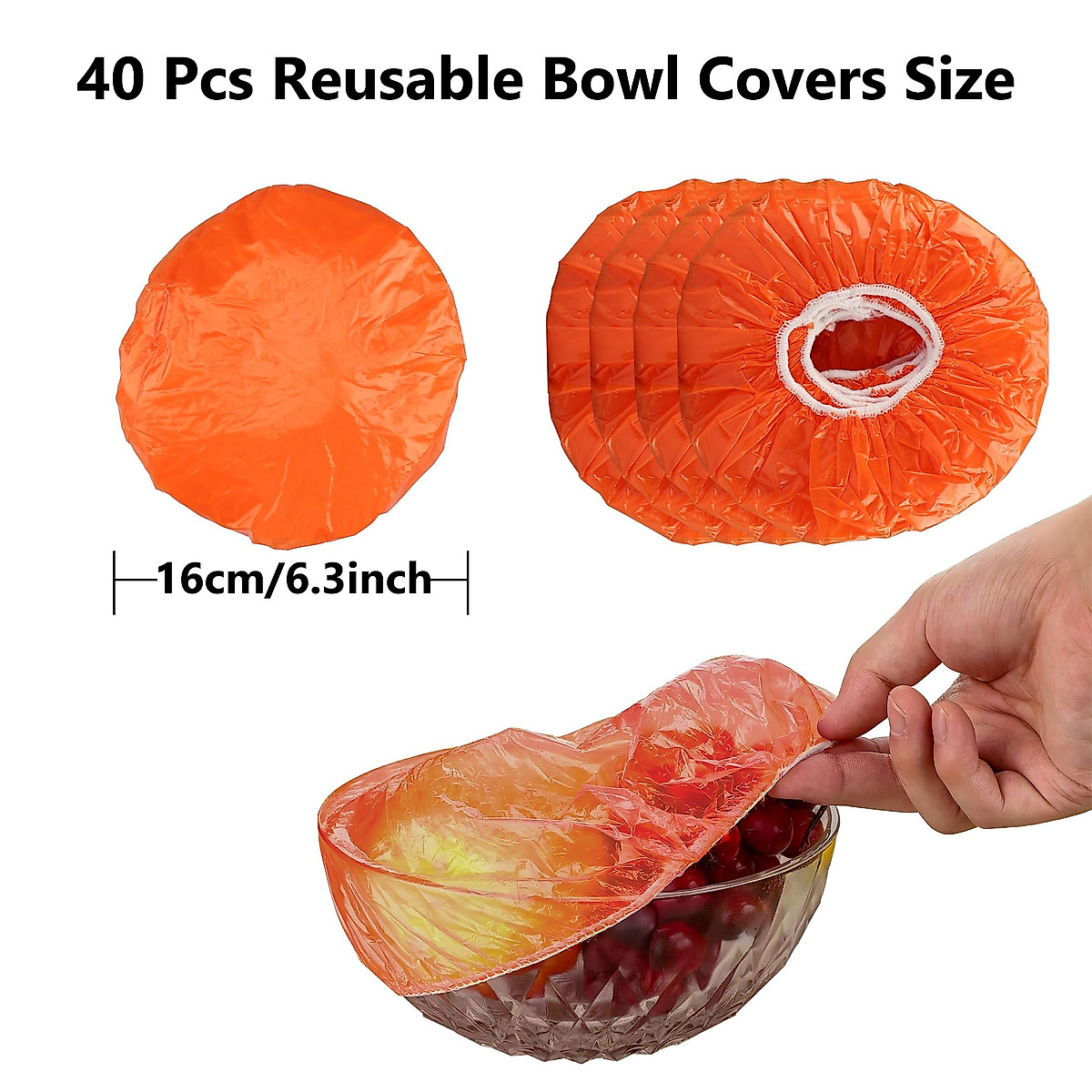 Evenpop 40Pcs Reusable Elastic Food Bowl Storage Covers, Plastic Bowl Covers, Fresh Keeping Bags Food Plastic Wrap, Bowl Covers Stretch Reusable Food Covers for Outside Picnic Kitchen