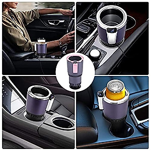 Cooler Warmer Cup Holder 2‑in‑1 Universal Intelligent Aluminum Accessory Travel Coffee Mug for Car Truck Electric Heated Travel Mug Heating Cup Keep Milk Warm for Home Trip Auto Universal