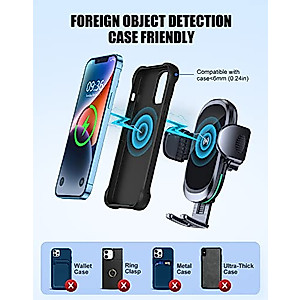 OBRFFE Wireless Car Charger Mount, [Upgraded Rotatable Suction Cup] 15W Fast Charging Car Phone Holder Wireless Charger Compatible with iPhone 14 13 Pro Max/12 Mini/11/X/XS, Samsung S23/22 and More