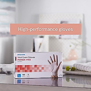McKesson Vinyl Exam Gloves, Non-Sterile, Powder-Free, Large, 100 Count, 1 Box