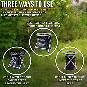 Alpcour Foldable Waterproof Pop Up Portable Toilet Seat for Camping, Hiking, Beach, and Traveling