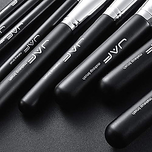 JAF 24pcs Professional Black Makeup Brushes Set with Case Vegan Synthetic Make Up Brushes Set in Gold Bag Holder Cosmetic Big Makeup Brushes & Tools Kit for Face Contour Foundation - J2404YC-B