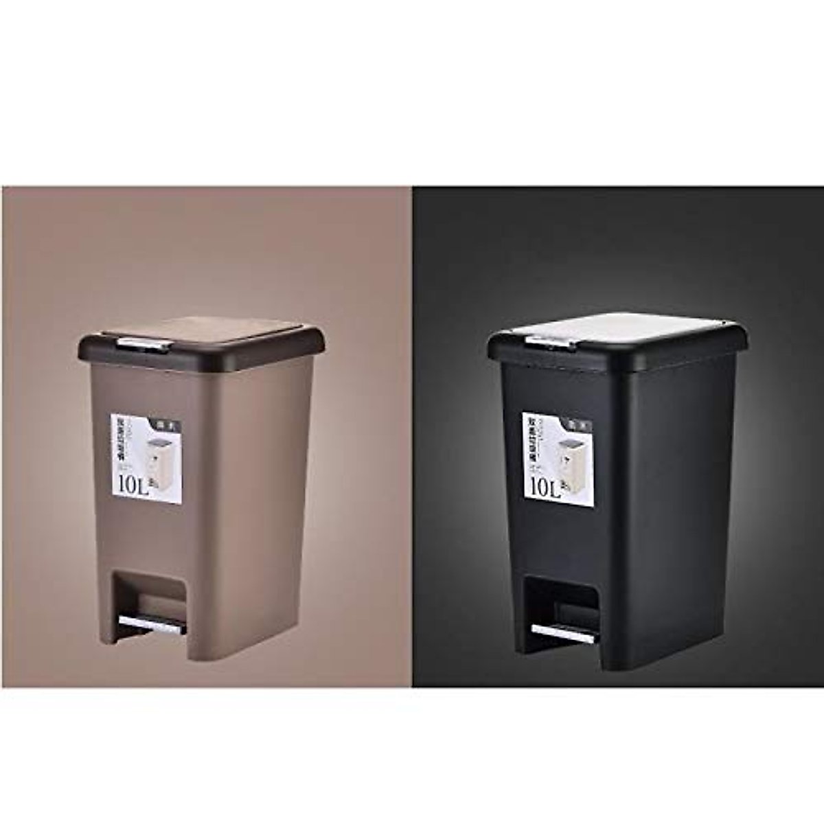 Adaap Step-On Lid Trash Can for Home Kitchen and Bathroom Garbage Trash Can Brushed Rectangular Garbage Bin 10 Gallon,Coffee(A100659vdf)