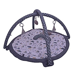 Bacati Woodlands Grey/Beige Neutral Cotton Activity Gym with Mat, Beige/Grey