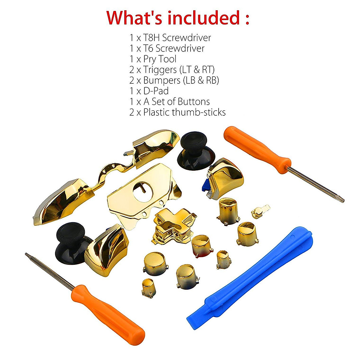 Replacement Parts Repair Full Set ABXY Dpad Triggers Buttons Kits Controller Mod L1 R1 L2 R2 for XboxOne Elite XboxOne Elite (Gold)