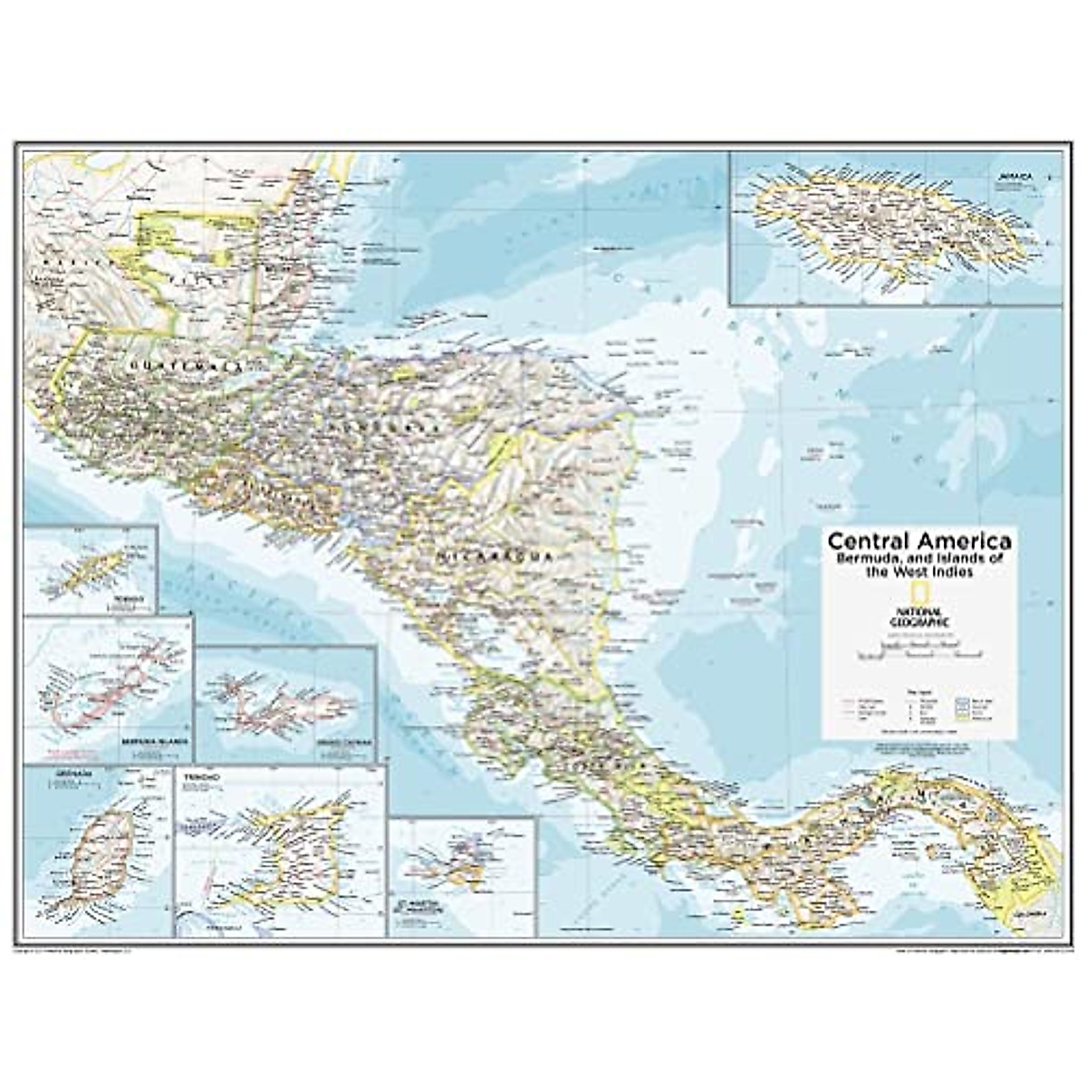 National Geographic Maps: Central America, Bermuda, and Islands of the West Indies Wall Map - Compact - 21 x 16 inches