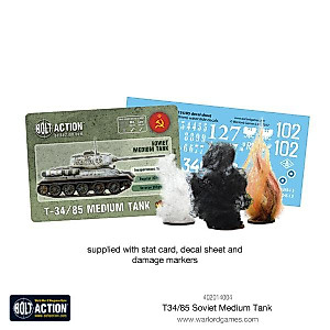 Bolt Action Soviet T34/85 Medium Tank 1:56 WWII Military Wargaming Plastic Model Kit