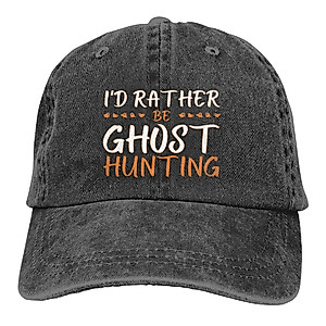Trewrdt I'd Rather Be Ghost Hunting Hat Xmas Halloween Hat Men Women Baseball Cap Trucker Hat Cowboy Hat Black