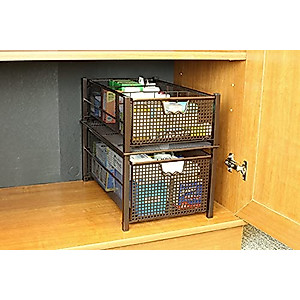 DecoBros Sliding Cabinet Basket Organizer Drawer, Bronze