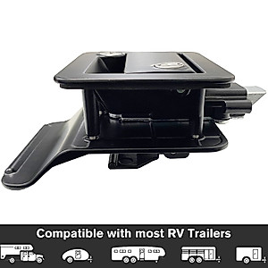 Ganlandy RV Door Latch, Black, Waterproof, Key Lock, Fits 2.5" x 3.5" to 3" x 4" Door Holes, 100% Metal