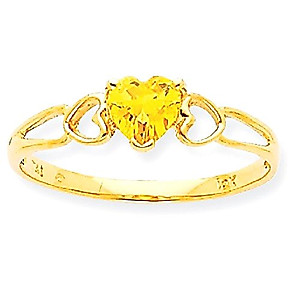 IceCarats 10K Yellow Gold Orange Citrine Heart Love Ring Gemstone Band November Birthstone Jewelry Size 7