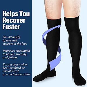Sureio 6 Pairs Thigh High Men's Compression Socks 20-30 Mmhg Knee Compression Socks Xl Grip for Men and Women