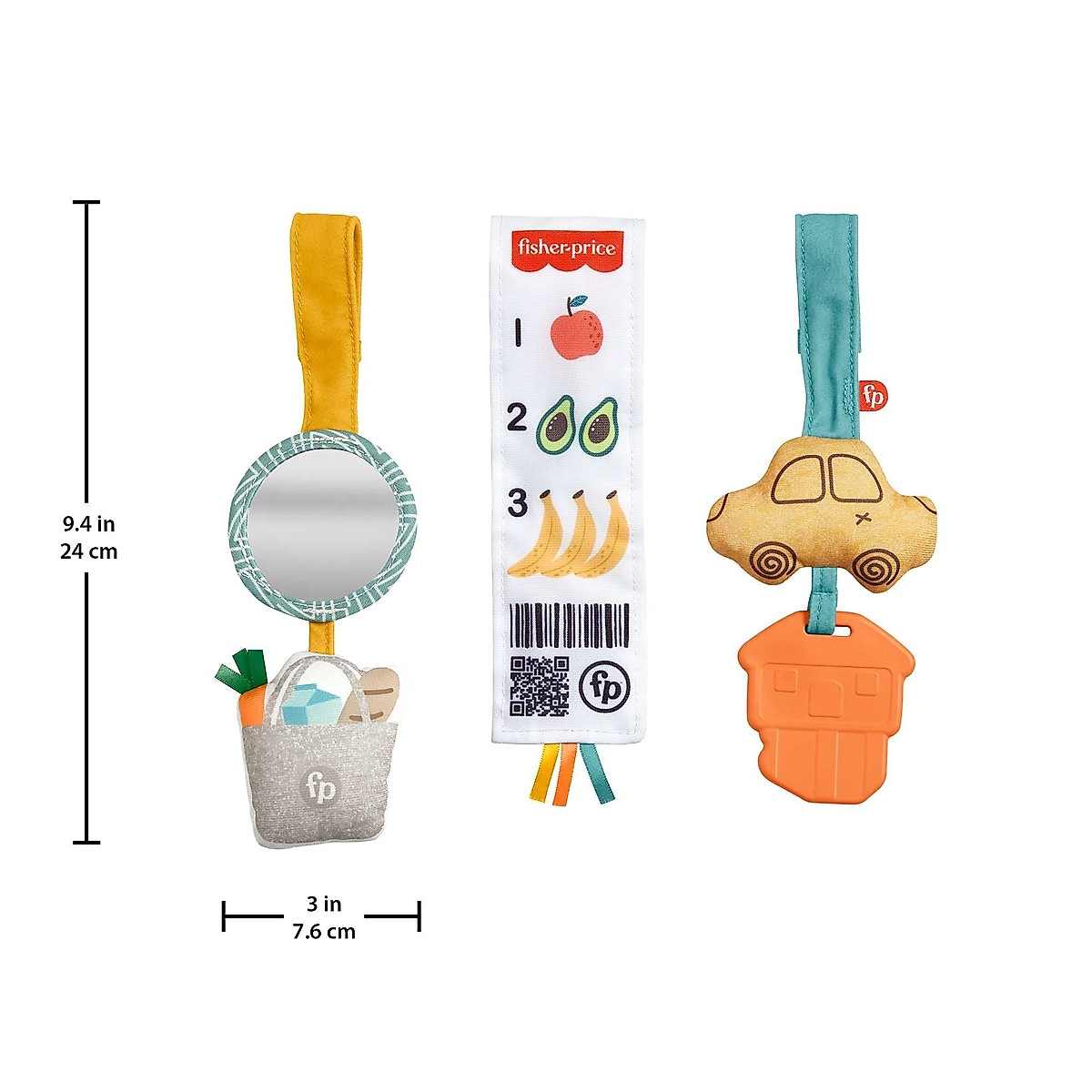 Fisher-Price Cutest Customer Activity Set, 3 Stroller-attaching Infant Toys for Travel