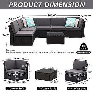 iArtHand Patio Sofa Set with Coffee Table Outdoor Sectional Set Patio Conversation Set Patio Furniture Sets All Weather PE Rattan with Thickened Cushion, Manual Weaving