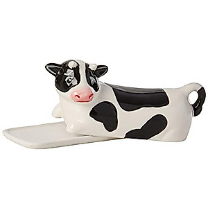 Boston Warehouse Farmhouse Cow Hand Painted Ceramic Butter Dish