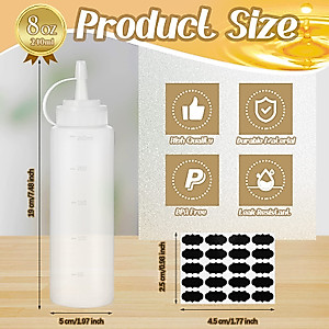 30 Pieces 8 oz Condiment Squeeze Bottles Multipurpose Squirt Bottles Plastic Sauce Bottles Empty Condiment Containers with Cap Oil Dressing Ketchup Dispenser with 40 Chalkboard Labels, Chalk Marker