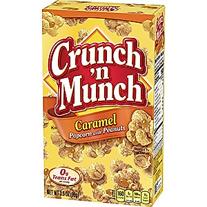 CRUNCH 'N MUNCH Caramel Popcorn with Peanuts, 3.5 oz. (Pack of 12)