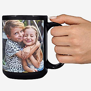 Custom Coffee Mug 15 OZ Personalized Black Cup with Picture Text Name Taza Personalizadas Customized Photo Mug, Gift for Birthday Anniversary Valenti-ne's/Father/Mother's Day