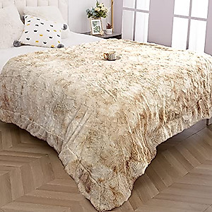 ST. BRIDGE Faux Fur Throw Blanket, Super Soft Lightweight Shaggy Fuzzy Blanket Elegant with Reversible Warm Cozy Plush Fluffy Decorative Blanket for Couch, Bed, Chair(65"x50", Ivory)