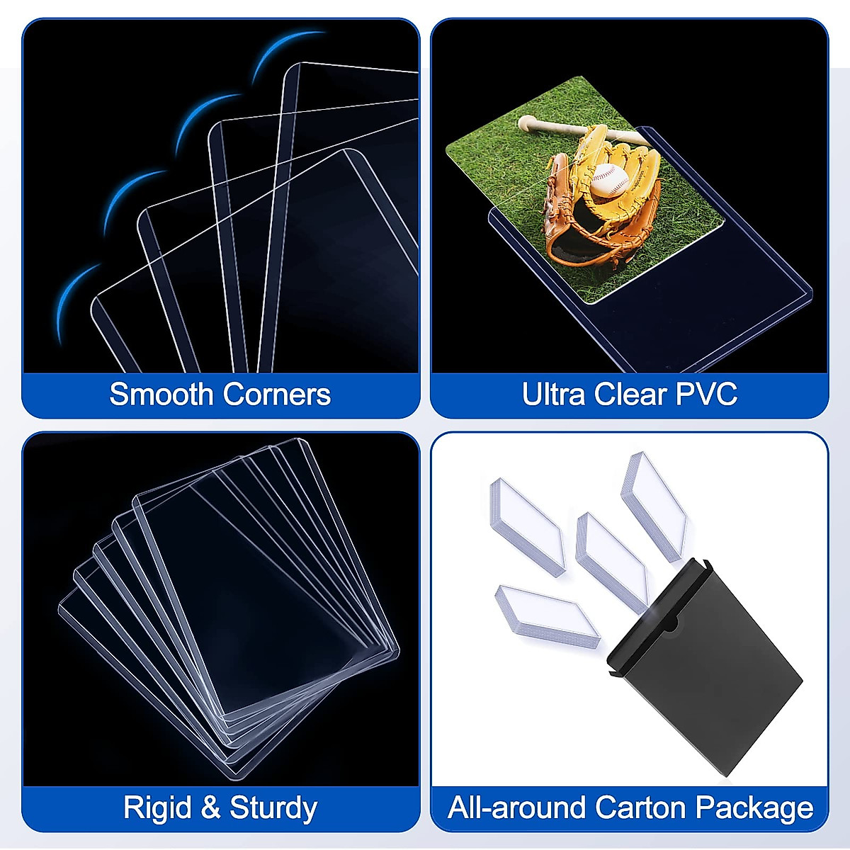 32 Count Topload Card Holder, Sooez 35PT Topload Card Protector, 3" x 4" Hard Plastic Card Sleeves, Baseball Card Protector, Rigid Toploading Card Case for Collectible Trading Sports Cards