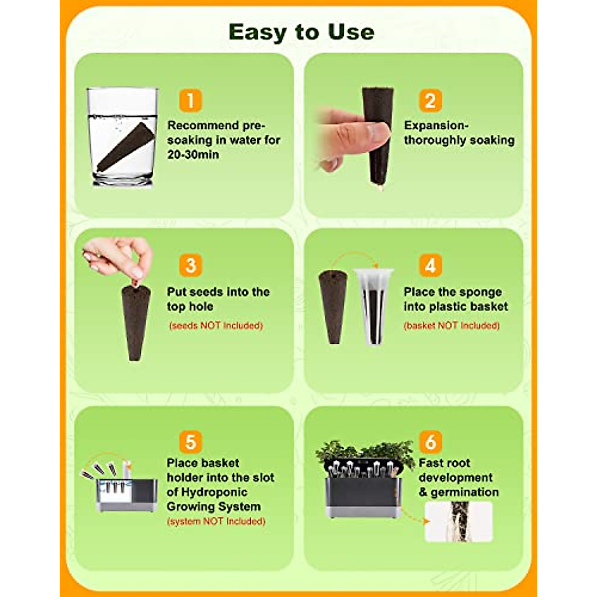 80 PCS Grow Sponges for Hydroponics, Replacement for AeroGarden Seed Pods, Hydroponic Sponges, Root Growth Sponge, Seed Starter Pods for Indoor Gardening System, Pod Refill Peat Sponges (No Seeds)